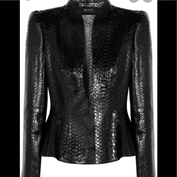 Gucci | Jackets & Coats | Authentic Gucci Peplum Snakeskin Jacket ...